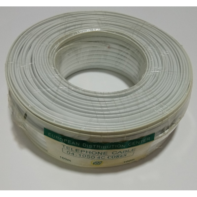 FLAT TELEPHONE CABLE 4 WHITE 100M